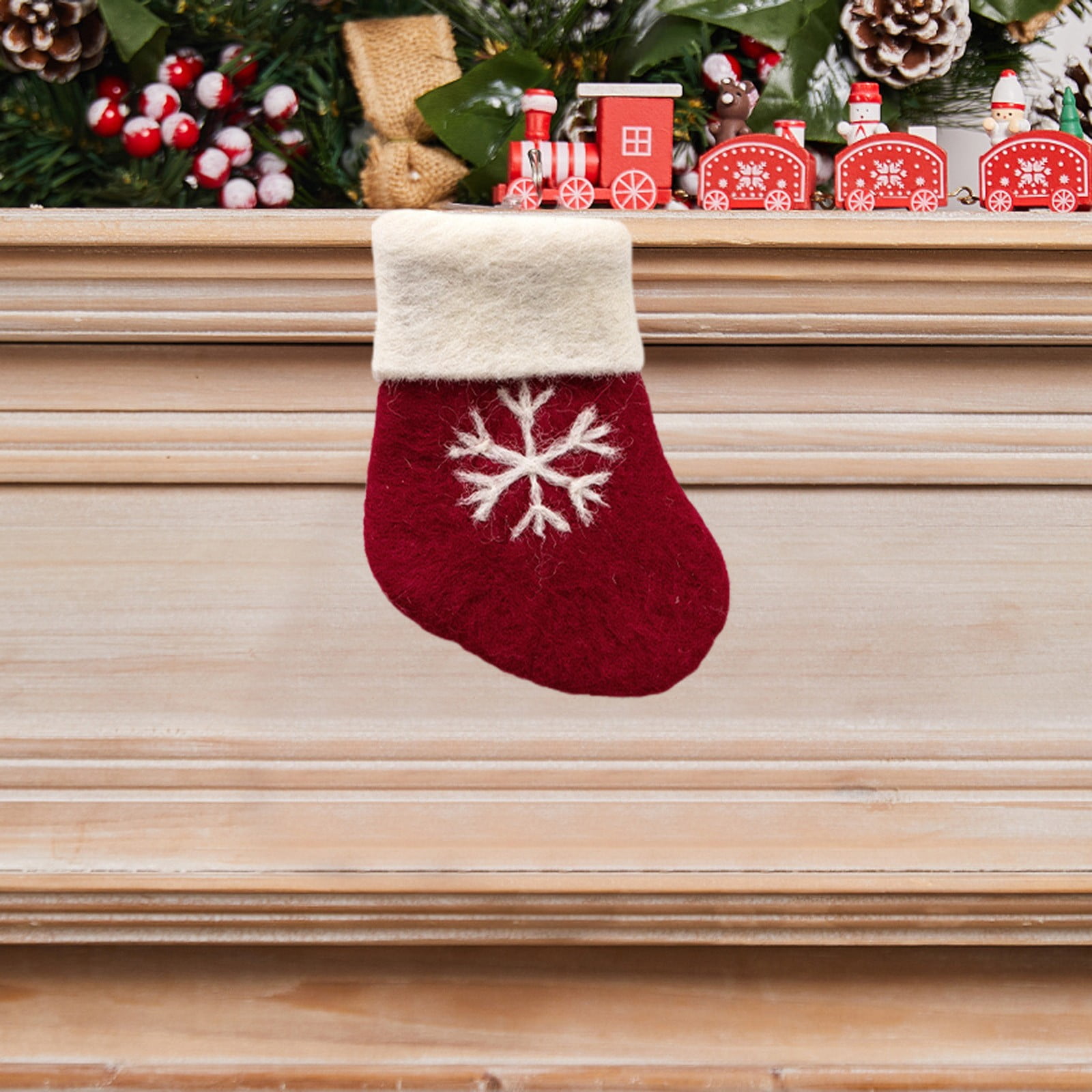 Christmas Holiday Decorations Wool Lint Snowflake Stocking Christmas ...