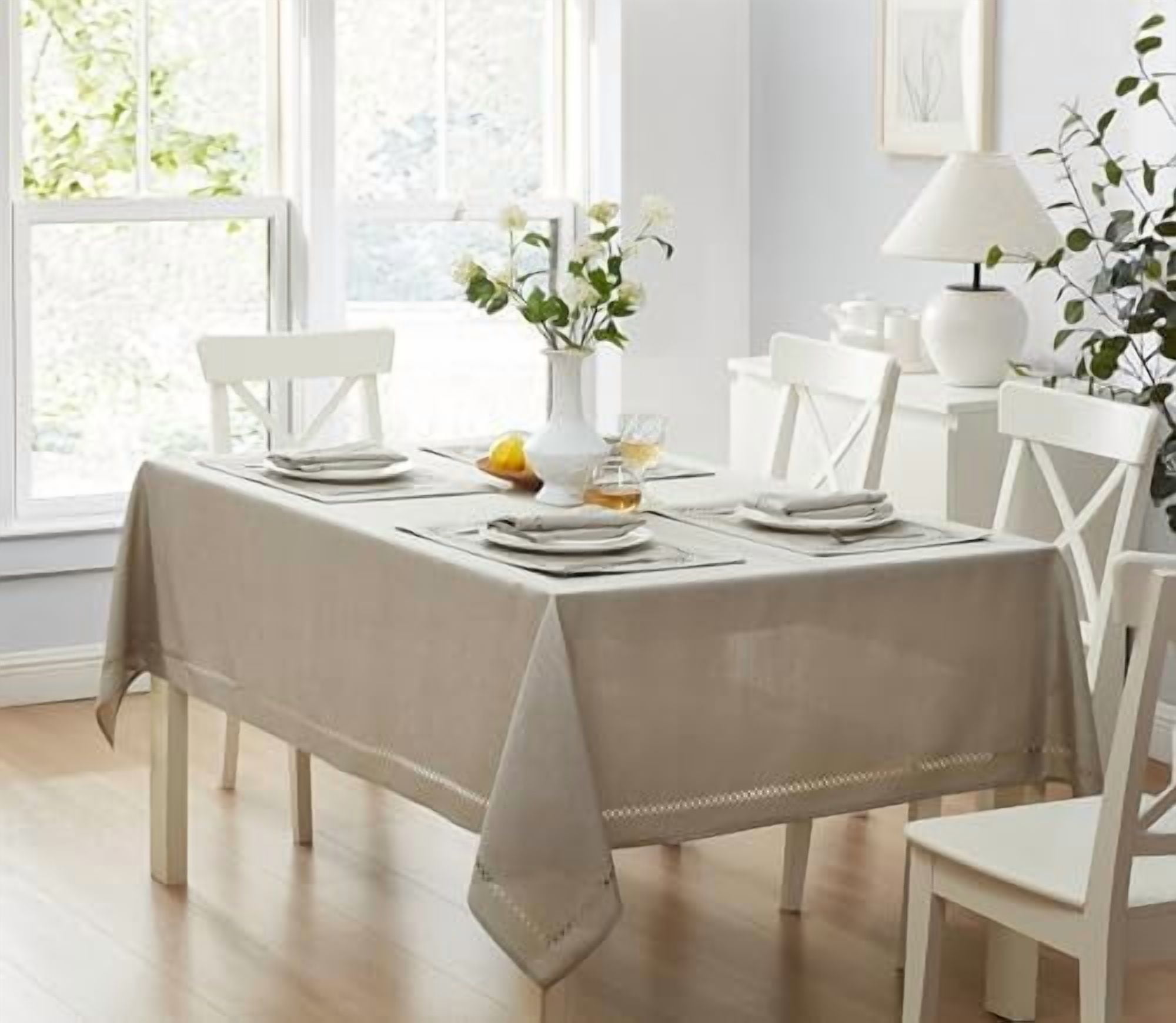 Christmas Holiday Fabric Rectangle Tablecloth, 52 x 70 Inch, Provence ...