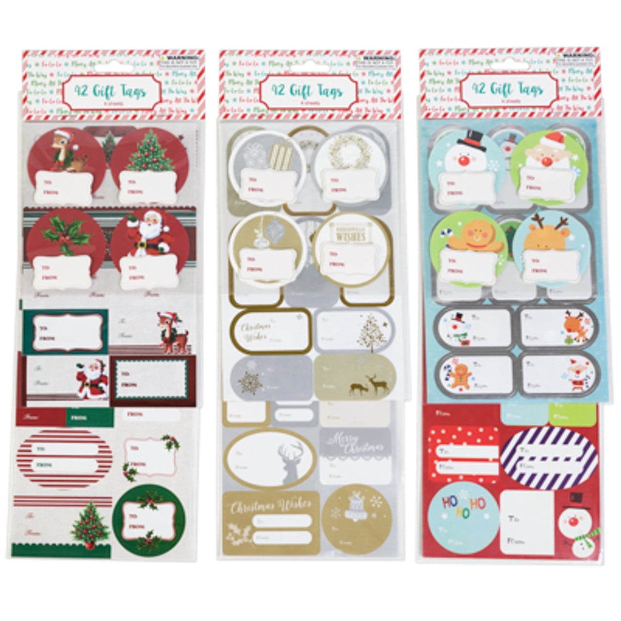 Christmas Holiday Gift Tag Labels Stickers Self Stick Adhesive 126PC 12 ...