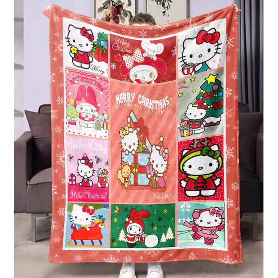 Christmas Holiday Gifts Sanrio Hello Kitty Blanket Cute Winter Warm ...