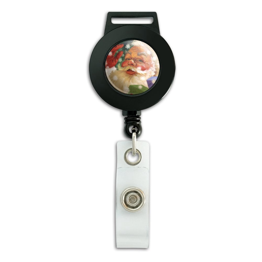 Christmas Holiday Hello Santa Claus Lanyard Retractable Reel Badge ID ...