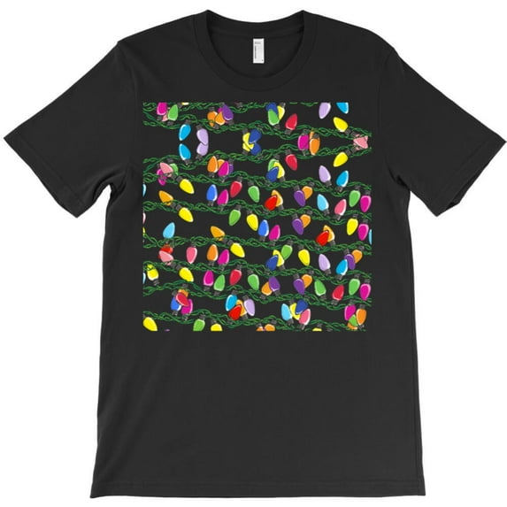 Christmas Holiday Lights On Green Funny Season Celebration Graphic T ...