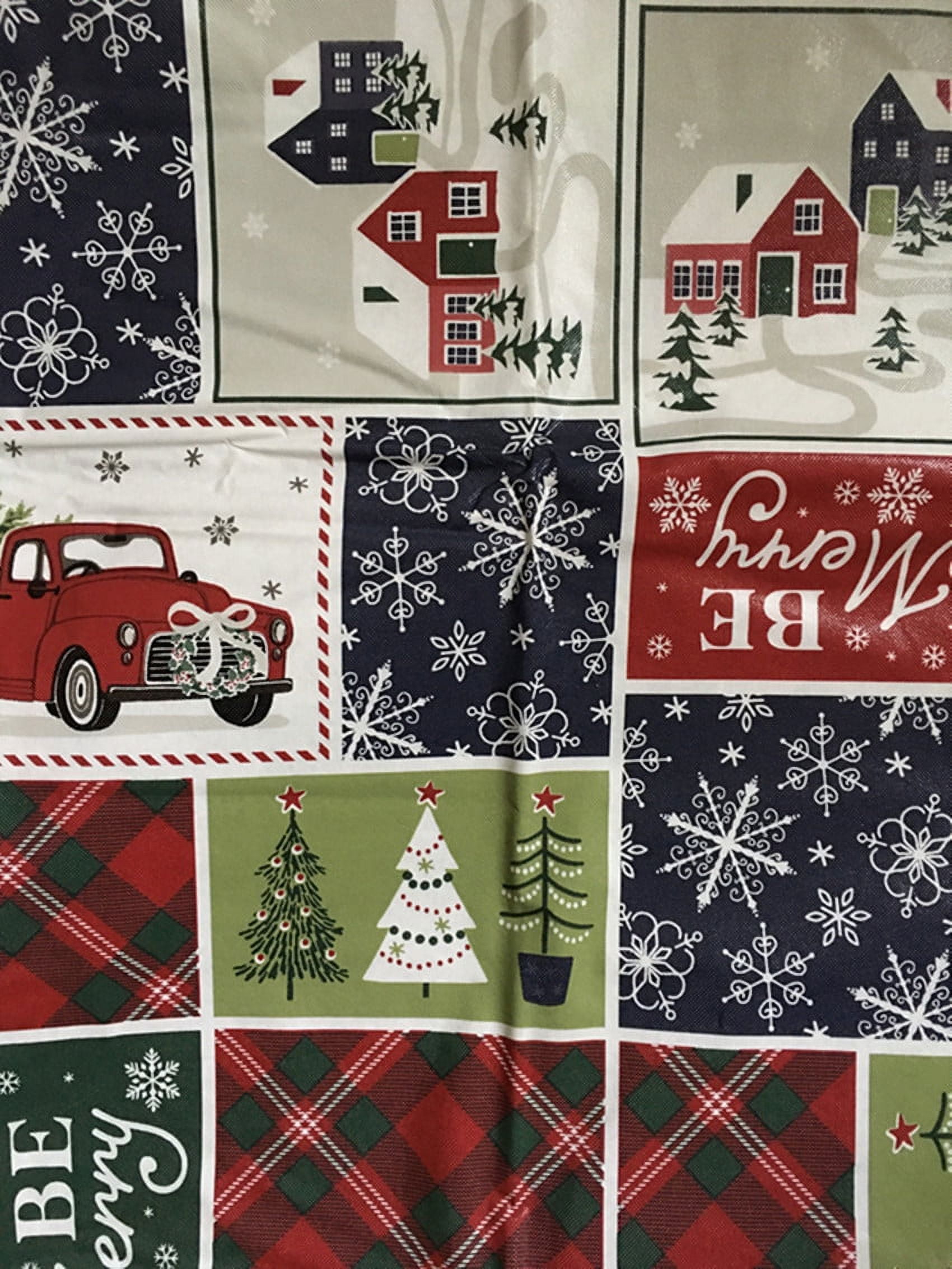 Christmas Holiday Patchwork PVC-Free PEVA Vinyl Flannel Backed ...