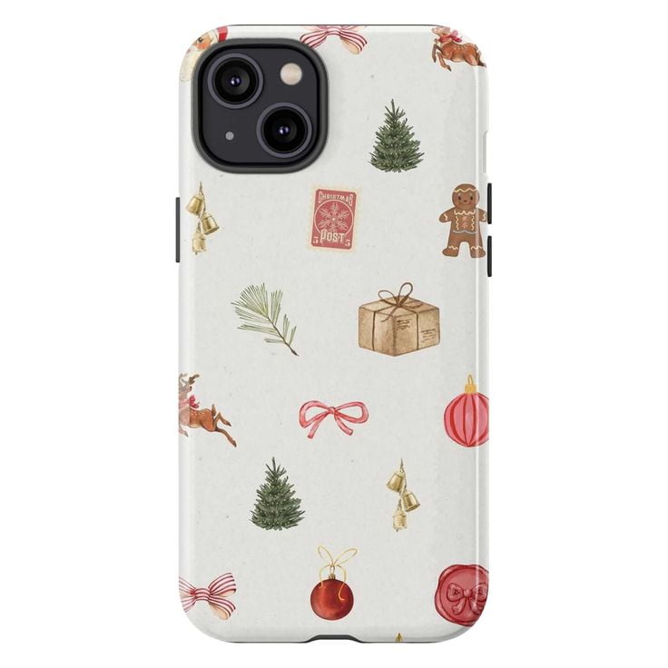 Christmas Holiday Pattern Phone Case, Gingerbread Reindeer Pine Tree ...