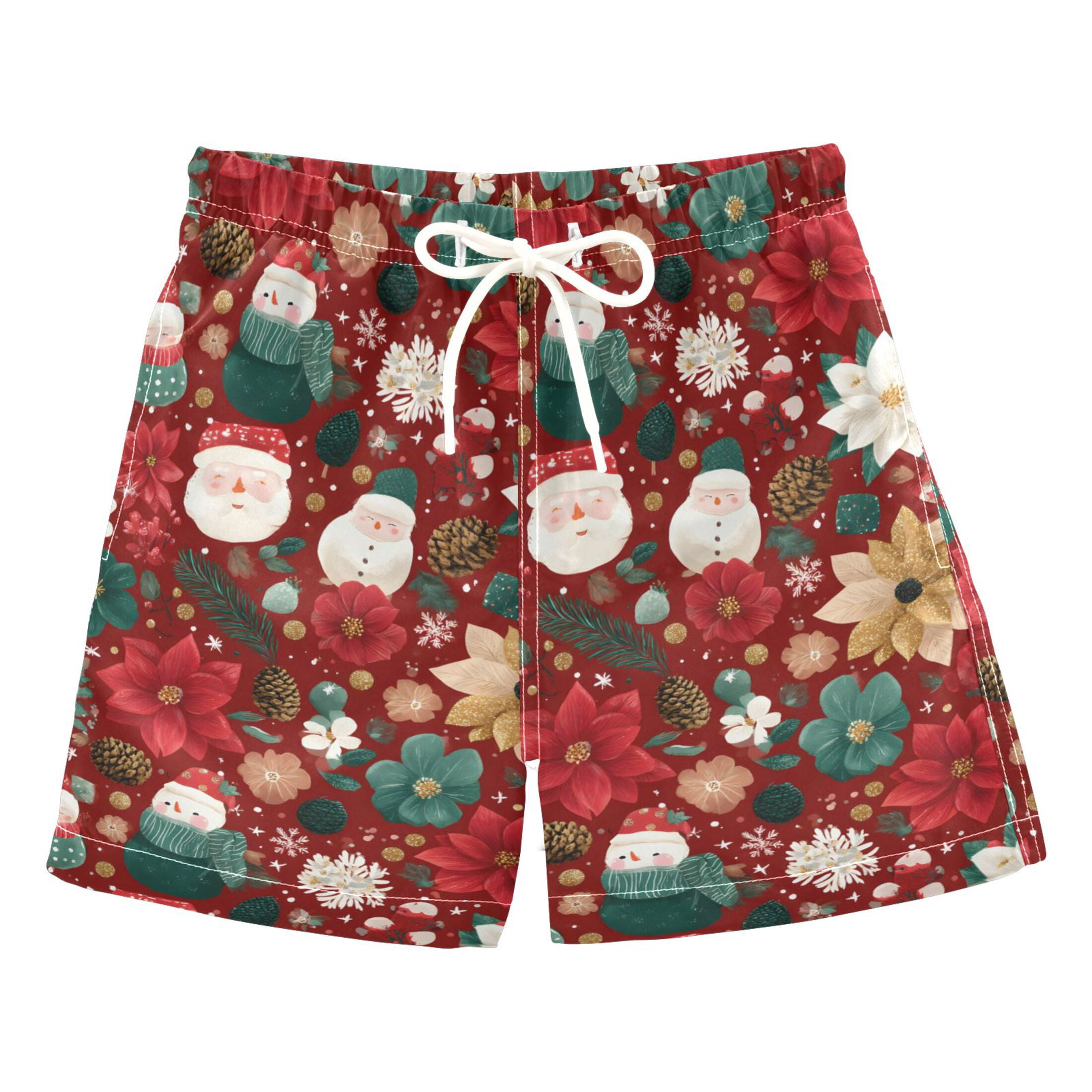 Christmas Holiday Pattern Swim Trunks Quick Dry Beach Pool Board Shorts ...