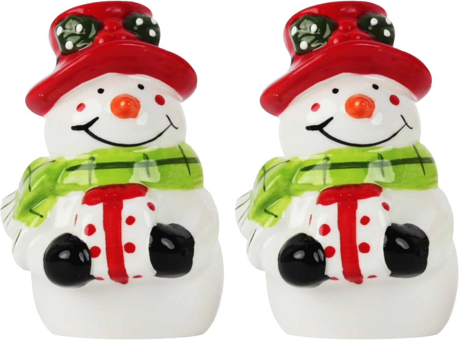 Servette Home Christmas Tree Ceramic Salt and Pepper Shakers, Snowman ...