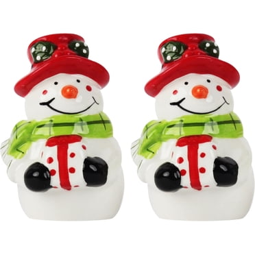 Gift Essentials Christmas Salt and Pepper Shakers White Glass Snowman ...