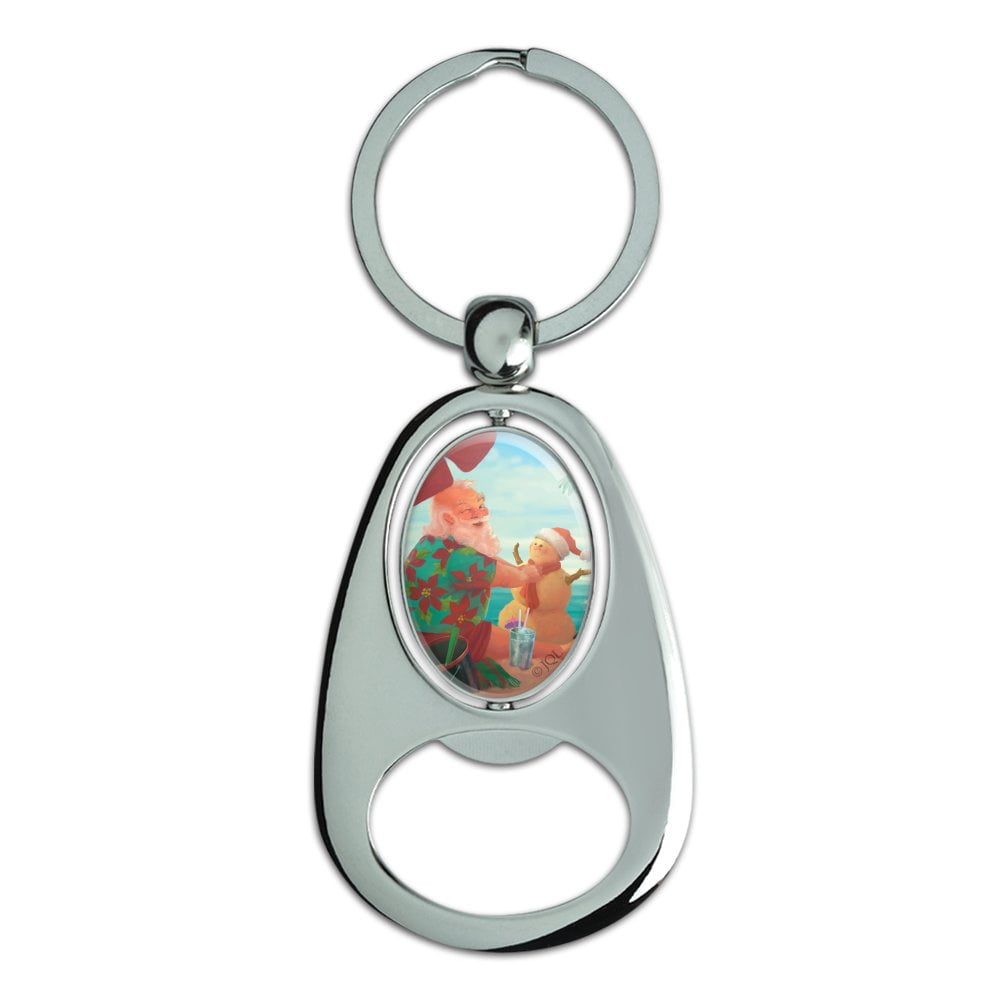 Christmas Holiday Santa Claus Beach Vacation Keychain Chrome Metal ...