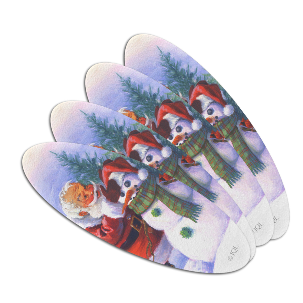 Christmas Holiday Santa Making Building Snowman Double-Sided Oval Nail ...