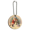 Christmas Holiday Santa Making Building Snowman Wood Wooden Round ...