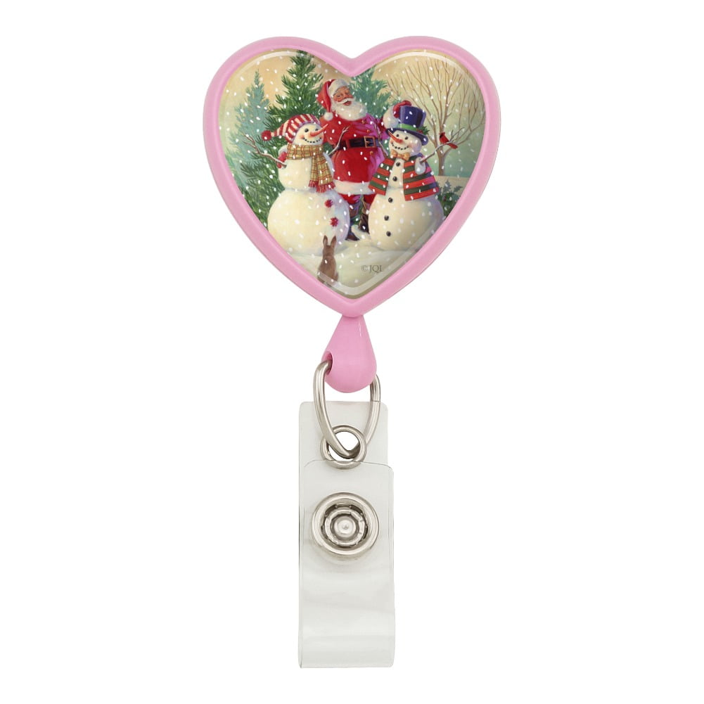 Christmas Holiday Santa Snowman Friends Heart Lanyard Retractable Reel ...