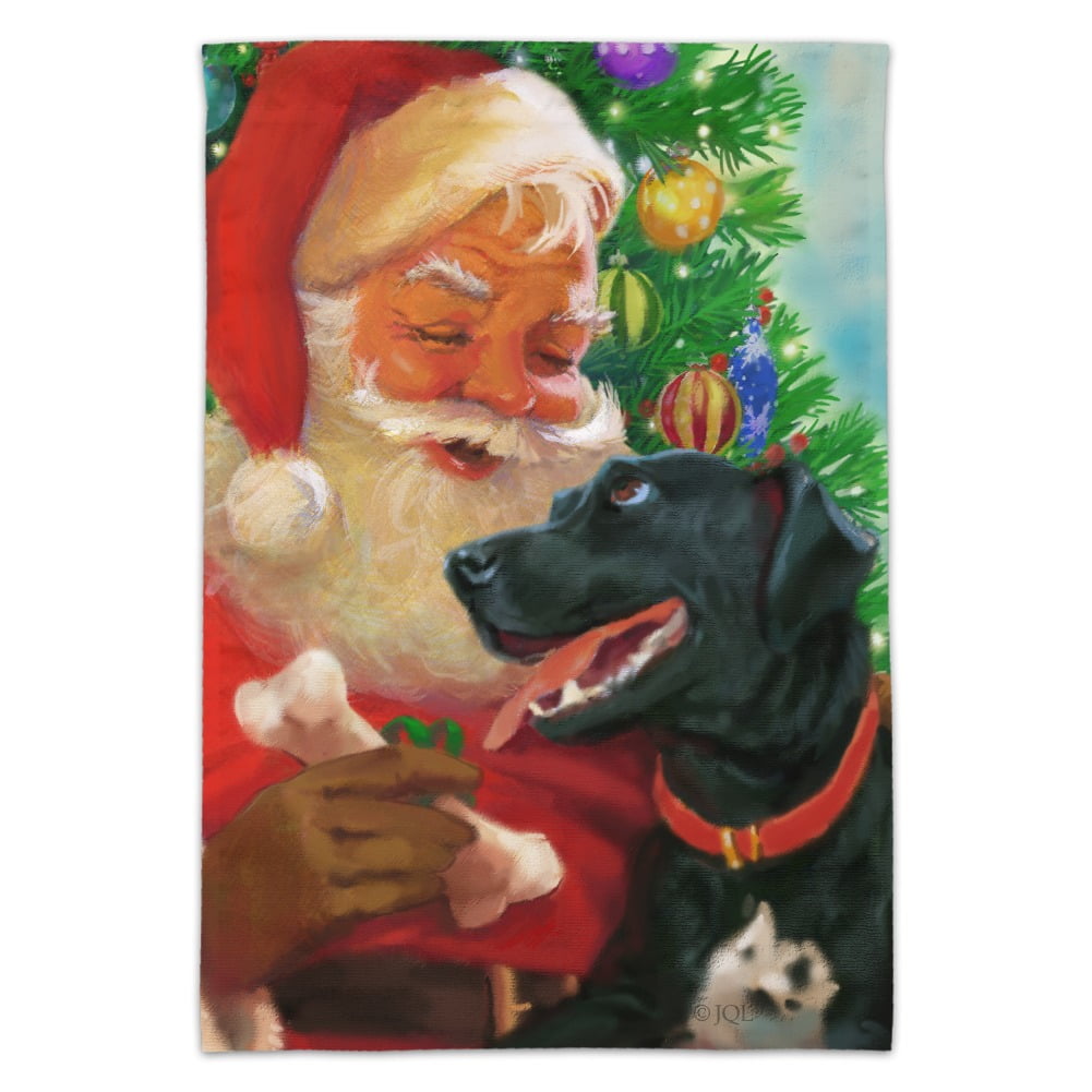 Christmas Holiday Santa and Black Lab Labrador Dog Garden Yard Flag ...