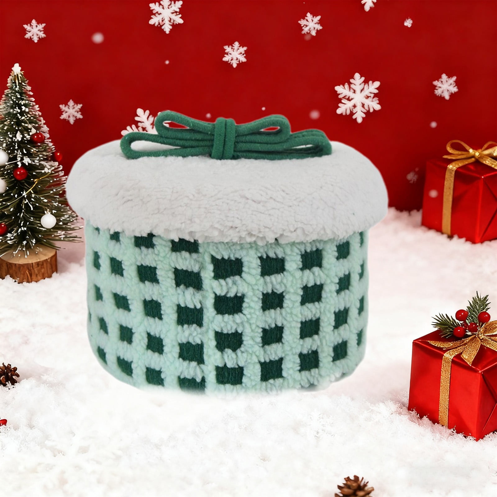 Christmas Holiday Storage Box with Lid, Decorative Fabric Storage Bin ...