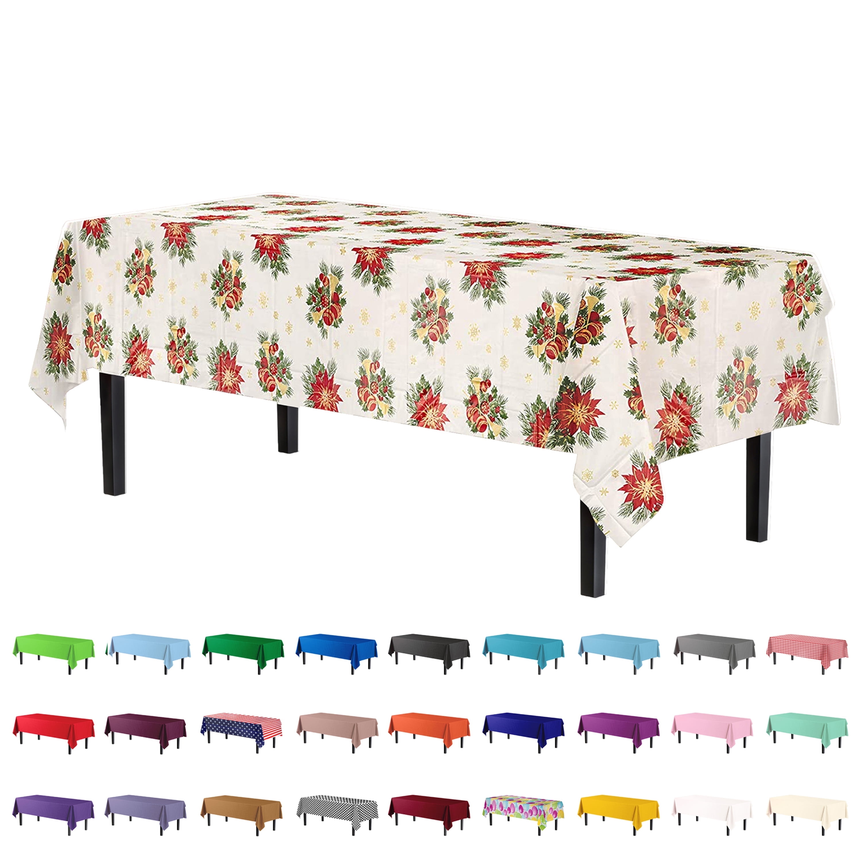 Exquisite Premium Waterproof Plastic Tablecloth 54" x 108" - Christmas ...