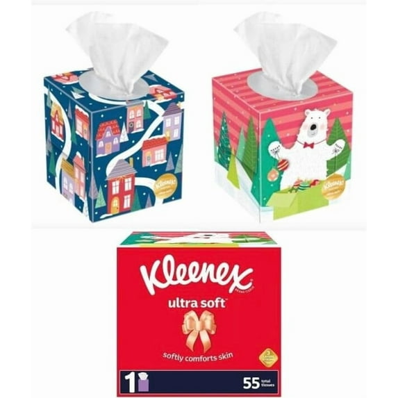 Christmas Holiday Tissues Decorator Packages Square, 2 Pack Bundle Set ...