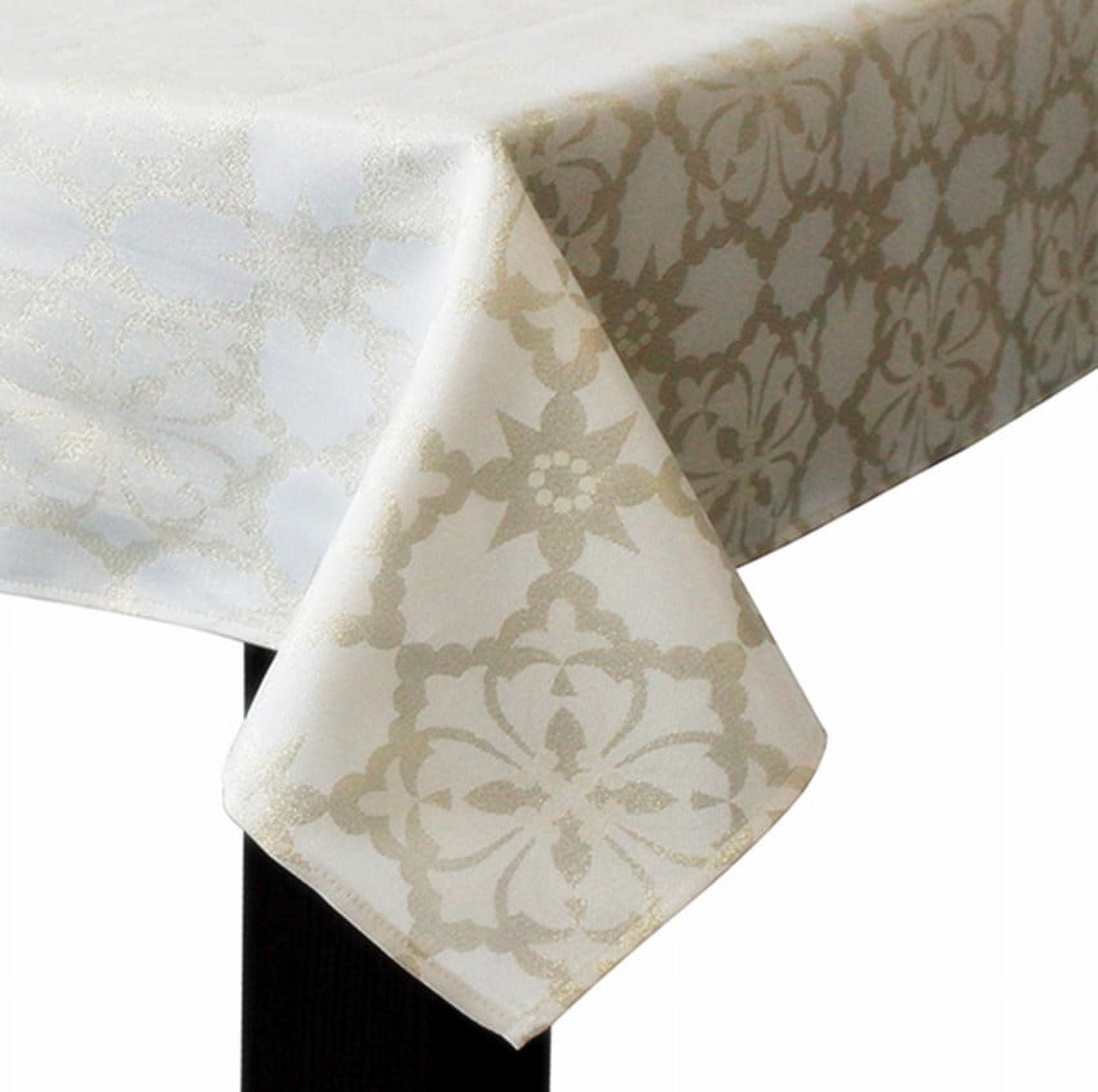 Christmas Holiday Winter Metallic Gold Ivory Printed Jacquard Fabric ...