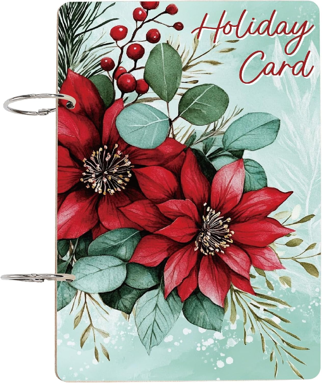Christmas Holiday Wooden Floral Greeting Cards Organizer Book Set Album ...