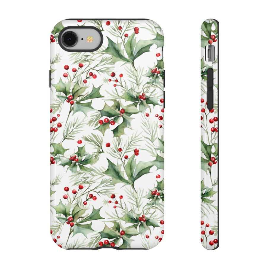 Christmas Holly Berry Festive Phone Case Cover with iPhone 17 to 11 Pro ...