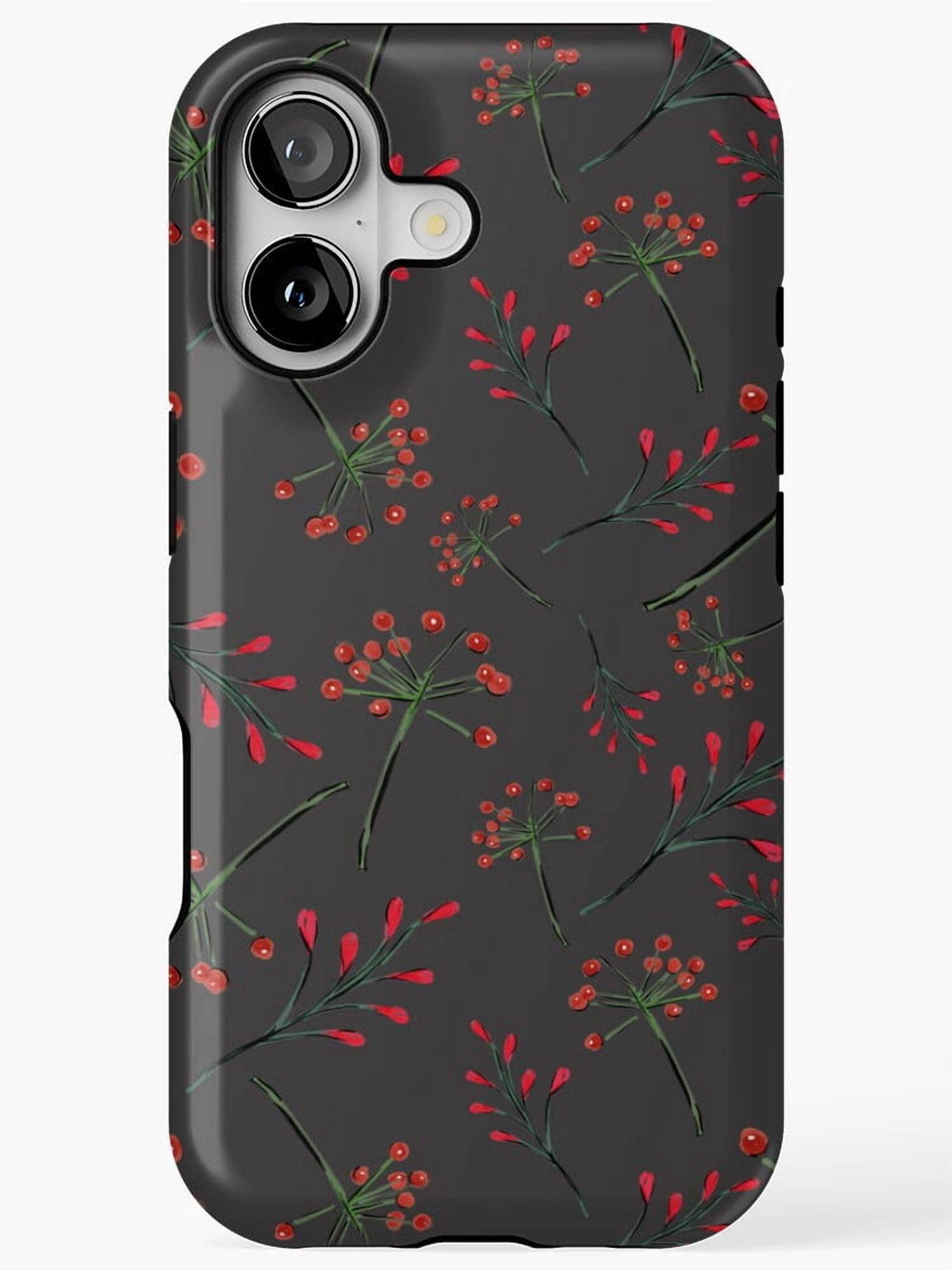 Christmas Holly Pattern Small Phone Case for iPhone 17 16 15 14 13 12 ...