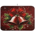 Christmas Holly Red Bell Dish Drying Mat For Kitchen New Year ...