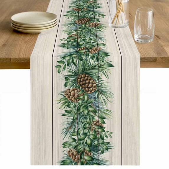 Christmas Holly Table Runner - 36 Inch Long Winter Xmas Farmhouse Pine ...