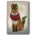 Christmas Holly and Ivy Fox - Framed Gallery Wrapped Holiday Canvas ...
