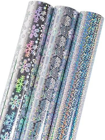 Christmas Holographic Foil Wrapping Paper - 17in x 120in Per Roll ...