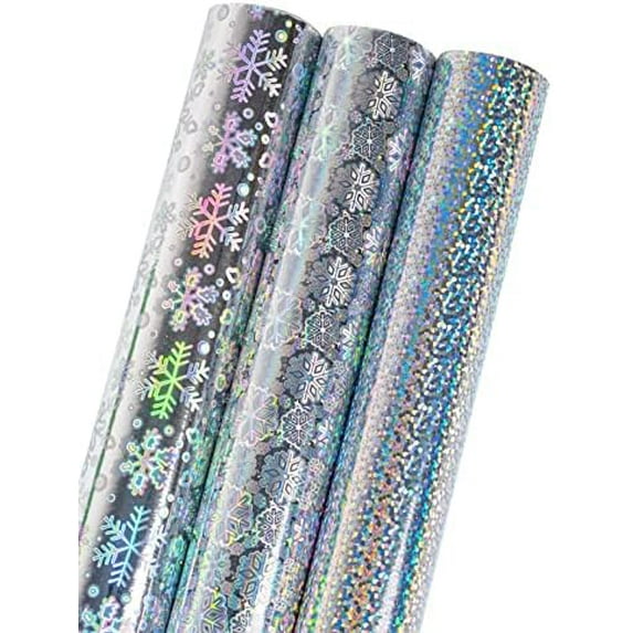 Christmas Holographic Foil Wrapping Paper - 17in x 120in Per Roll ...