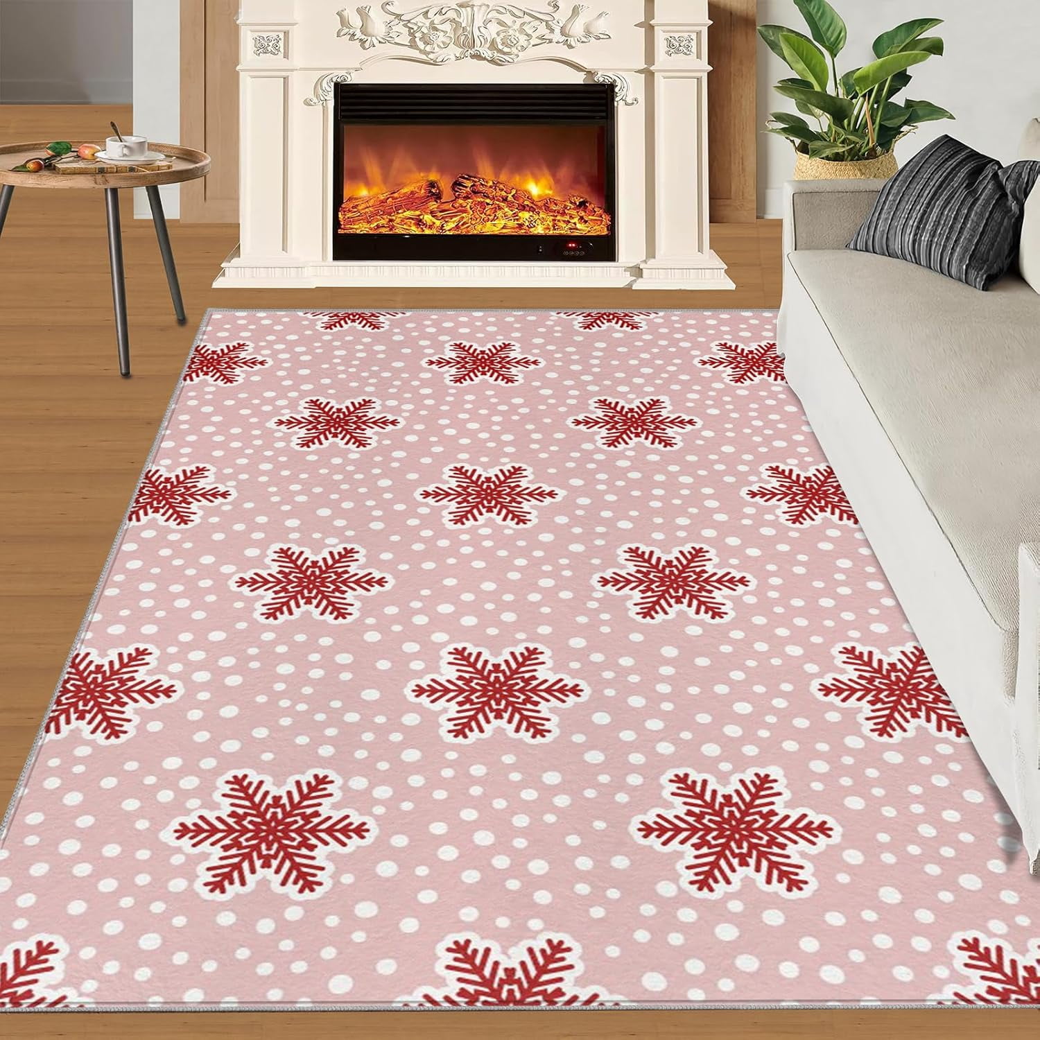 Christmas Home Decor Washable Area Rugs, Snowy Holiday Print Non-Slip ...