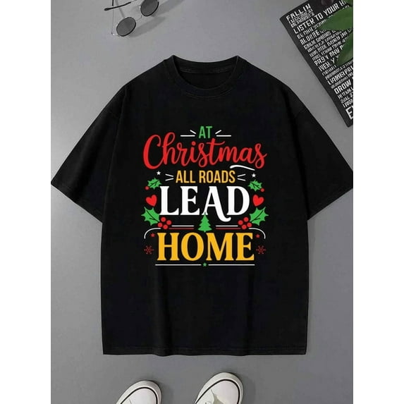 Christmas Home Tee men's lovers 180G 100% Cotton black Christmas taylor ...