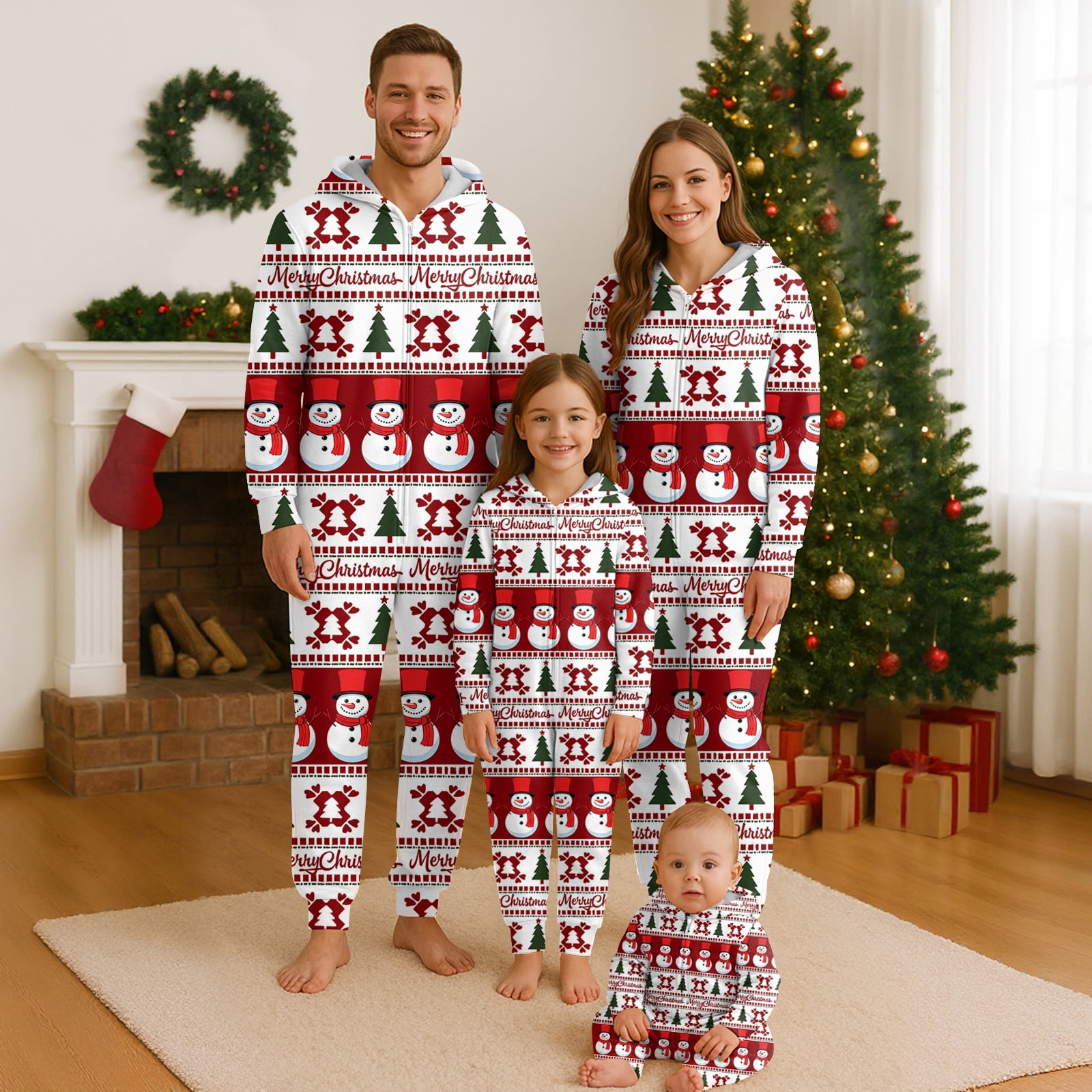Christmas Hooded Jumpsuit Pajamas Matching Sets for Family, with ...