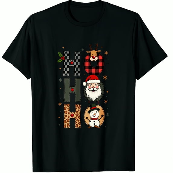 Christmas Hoodie Plaid Red Black Leopard Print Santa Reindeer Snowman ...