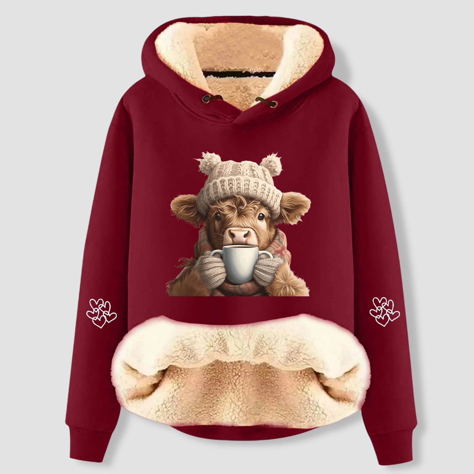 Christmas Hoodie For Women Funny Cow Print Loose Fit Cozy Comfort ...