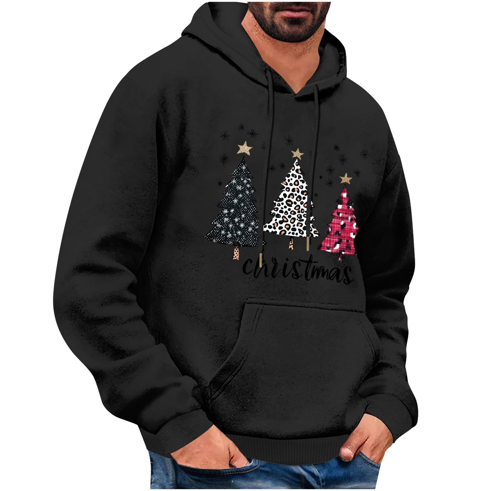 Christmas Hoodies For Men Cute Funny Xmas Tree Hooded Sweatshirt ...