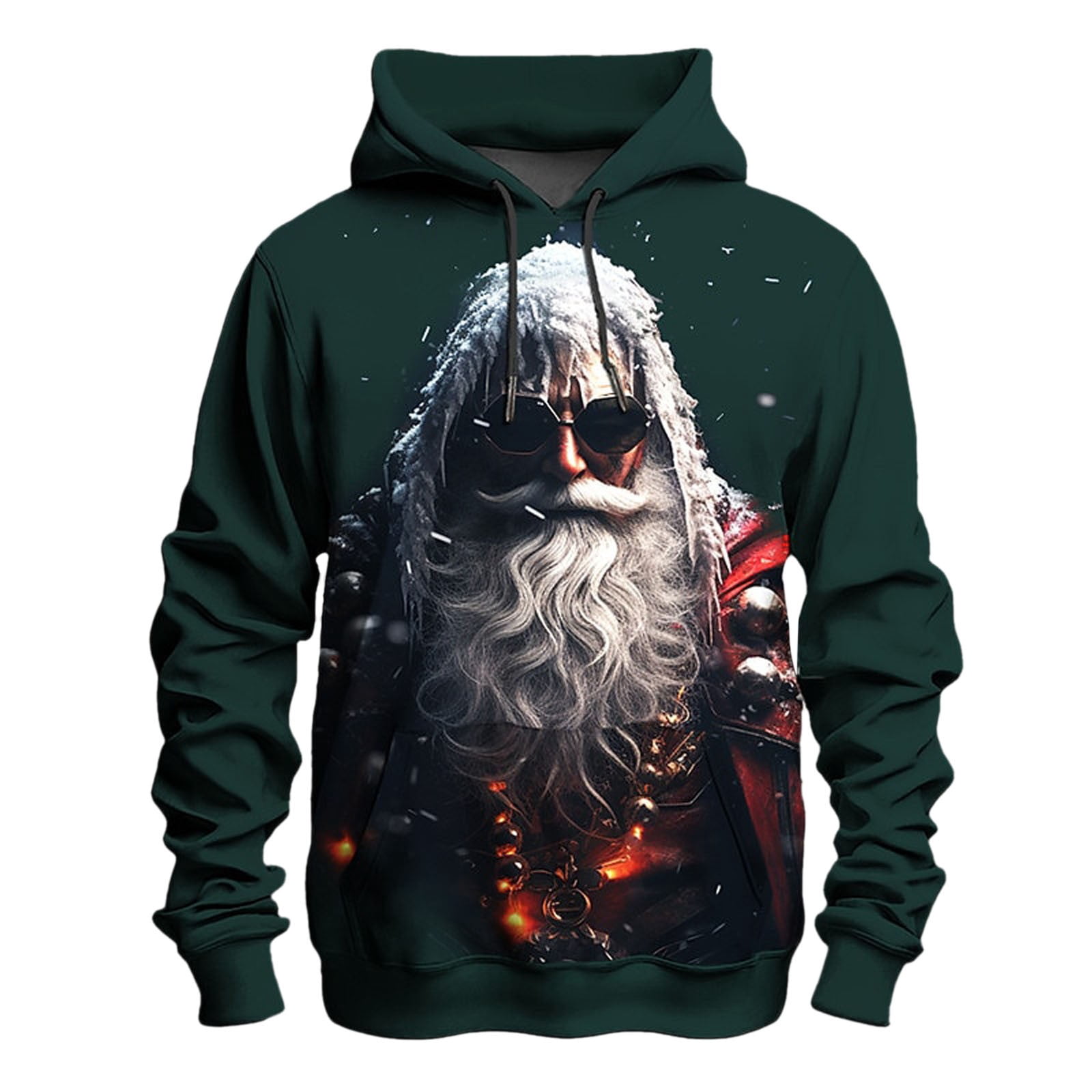 Christmas Hoodies for Men Funny Cool Santa Claus Print Hooded ...