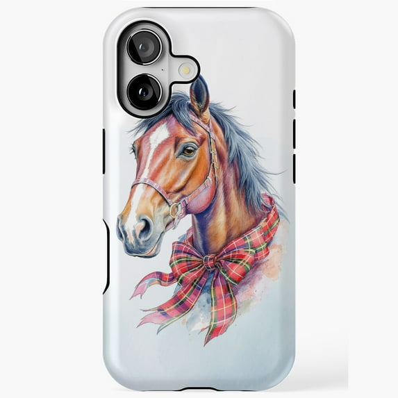 Christmas Horse Watercolor Art Phone Case with iPhone 17 to 11 Pro Max ...
