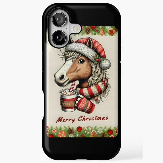 Christmas Horse with Hot Chocolate Phone Case 17 16 15 14 13 12 11 Pro ...