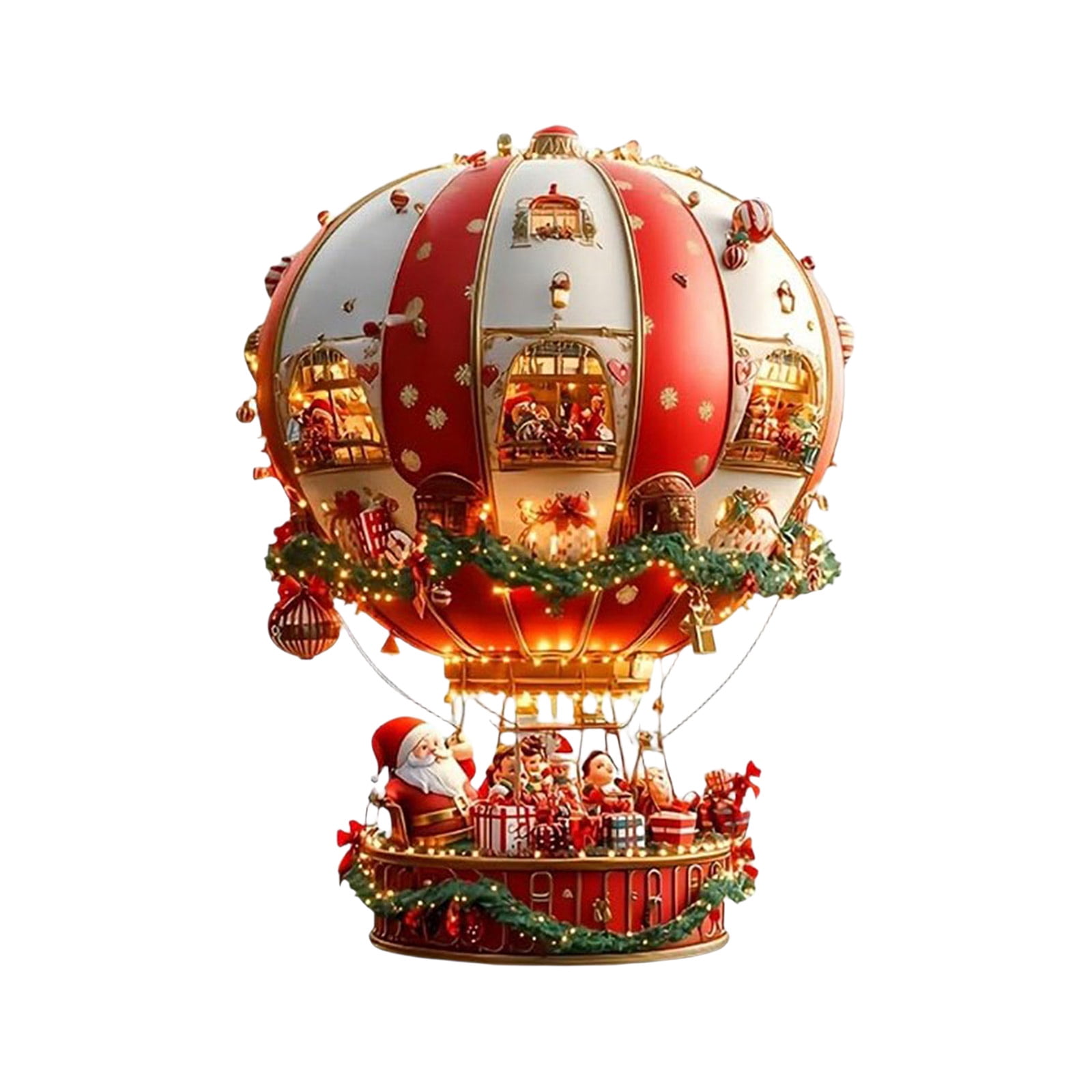 Christmas Hot Air Balloon with Santa and Gifts, 2D Acrylic Christmas ...