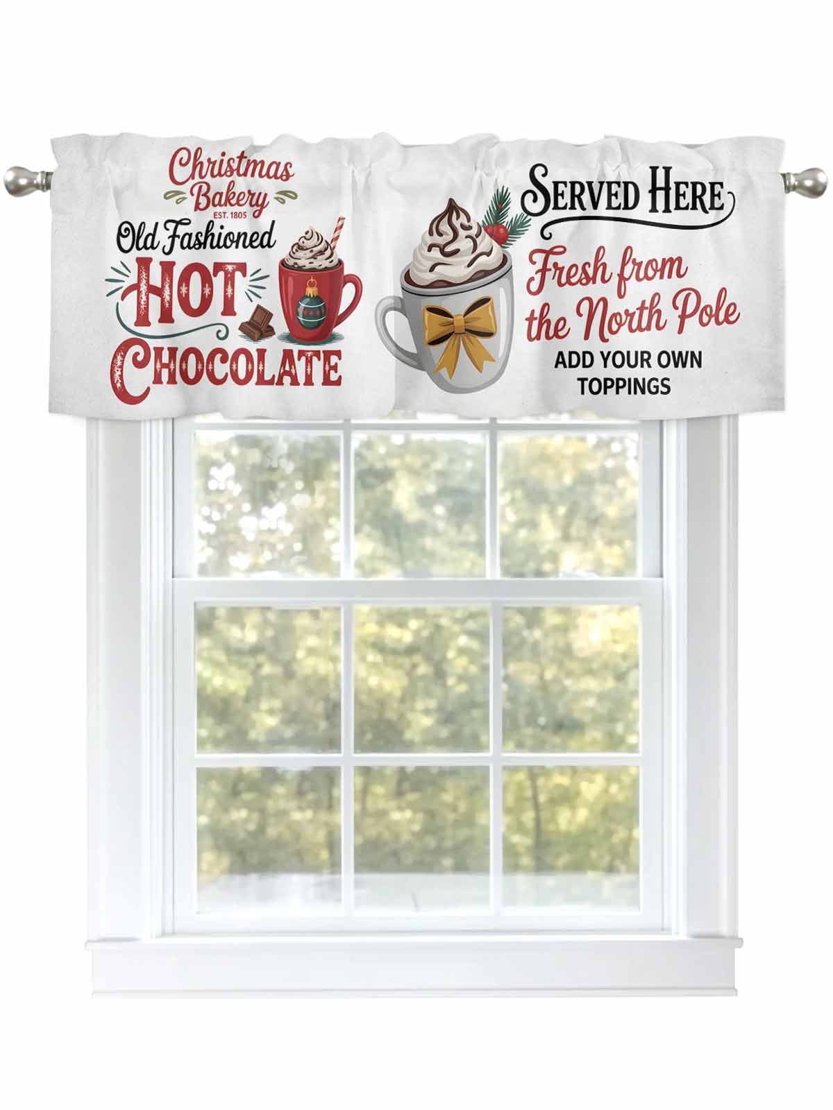 Christmas Hot Chocolate Cocoa Valances for Windows Coffee Winter Red ...