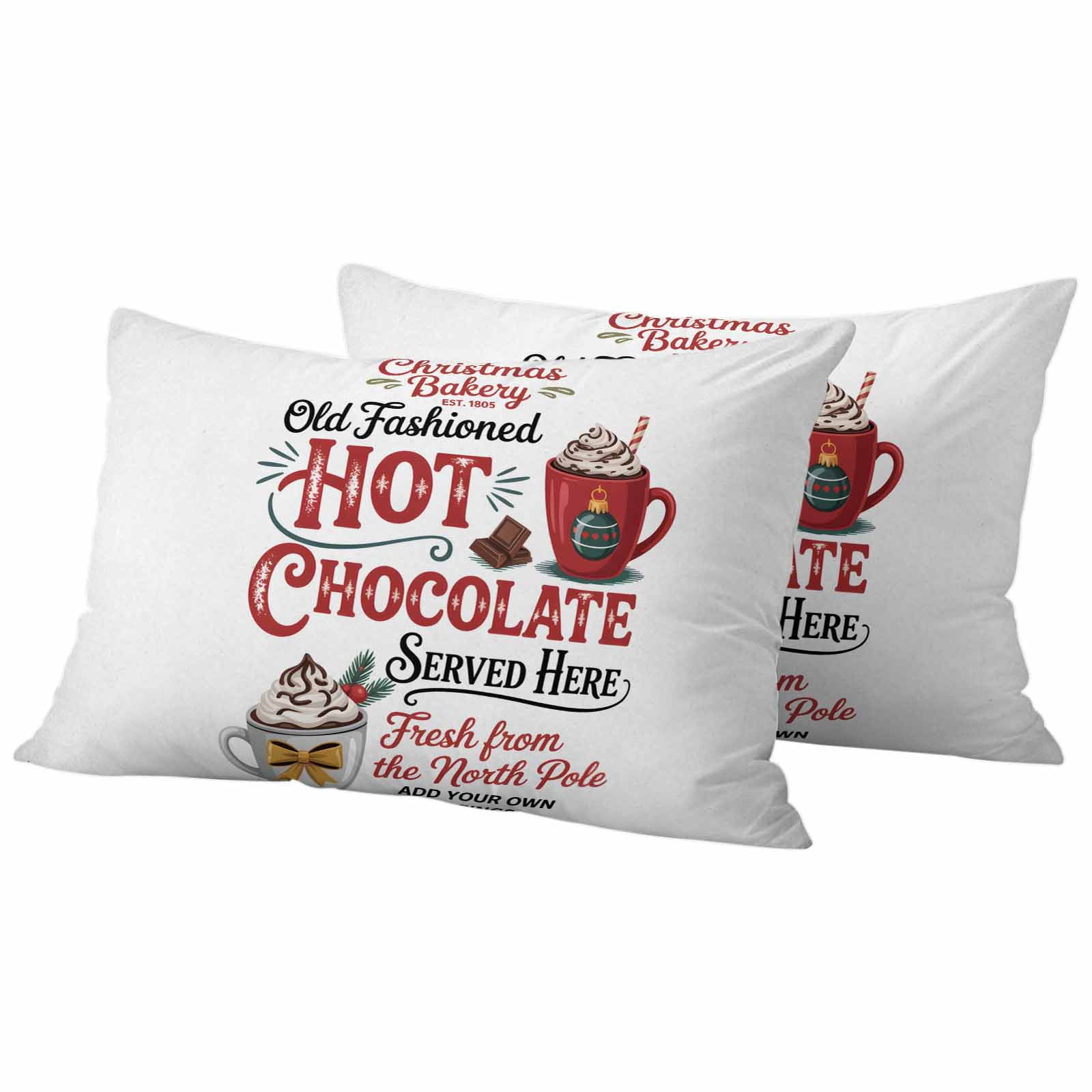 Christmas Hot Chocolate Outdoor Waterproof Pillow Covers, Winter Cocoa ...