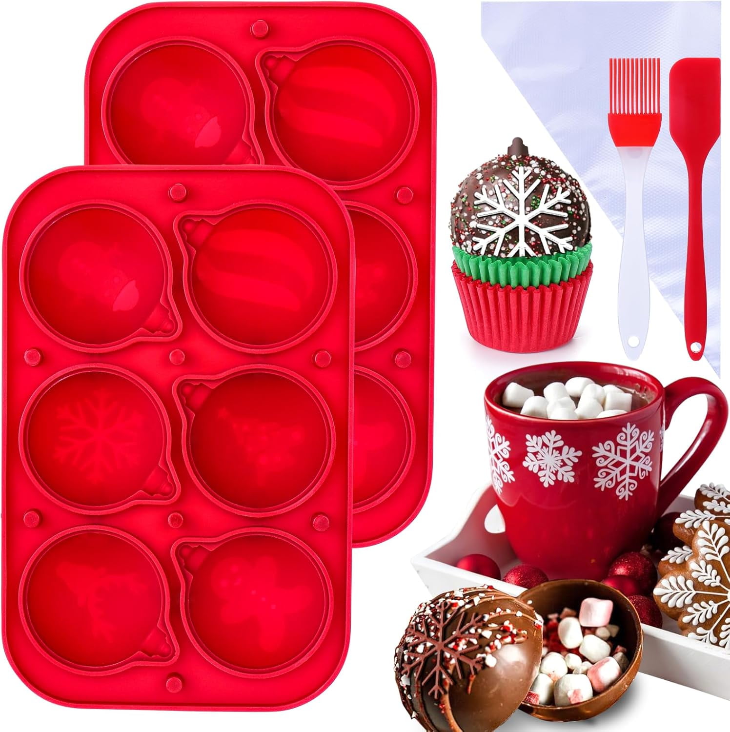 Christmas Hot Cocoa Bomb Mold - 6 Styles Hot Chocolate Bomb Mold with ...