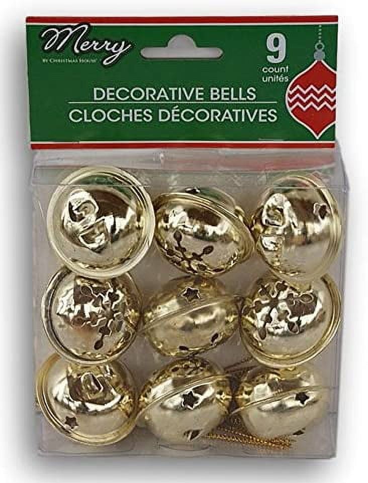 Christmas House Decorative Miniature Gold Jingle Bells - 9 Count ...