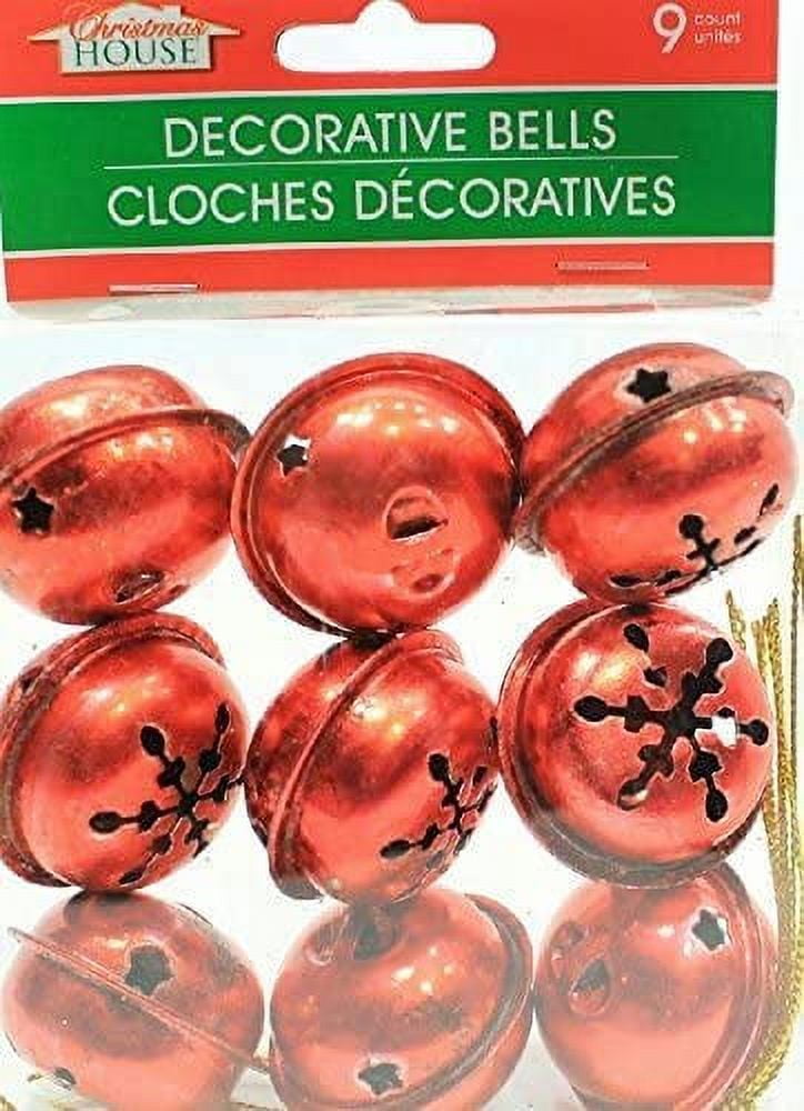 Christmas House Decorative Miniature Red Jingle Bells - 9 Count ...