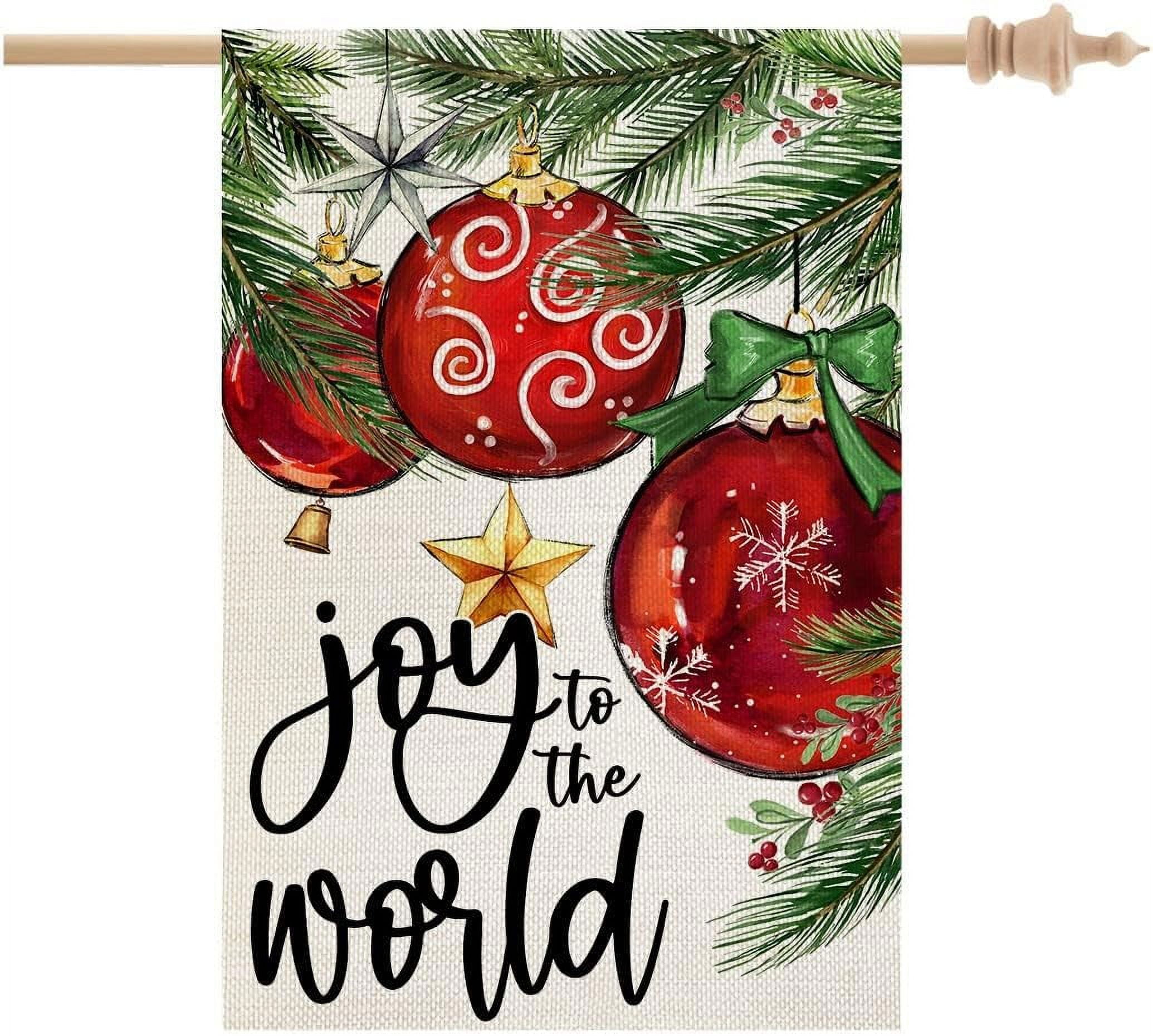 Christmas House Flag 28x40 Inch Big Double Sided Burlap Joy To The ...