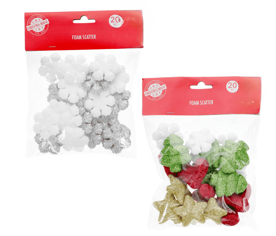 Christmas Glitter Scatters, 20-ct Assorted Packs, Silver, Grey, White ...
