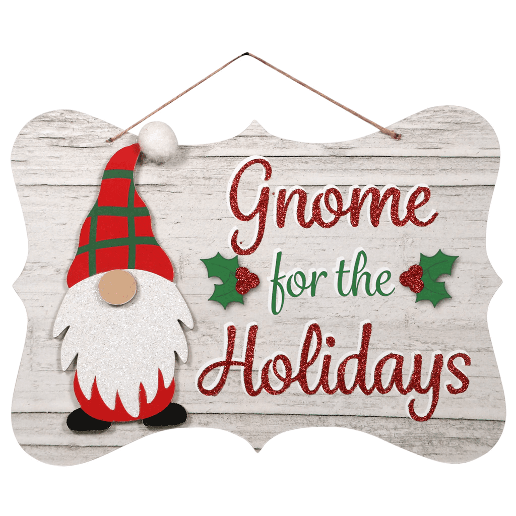 Christmas House "Gnome for the Holidays" Hanging Wall Signs, 8x11.75 in ...