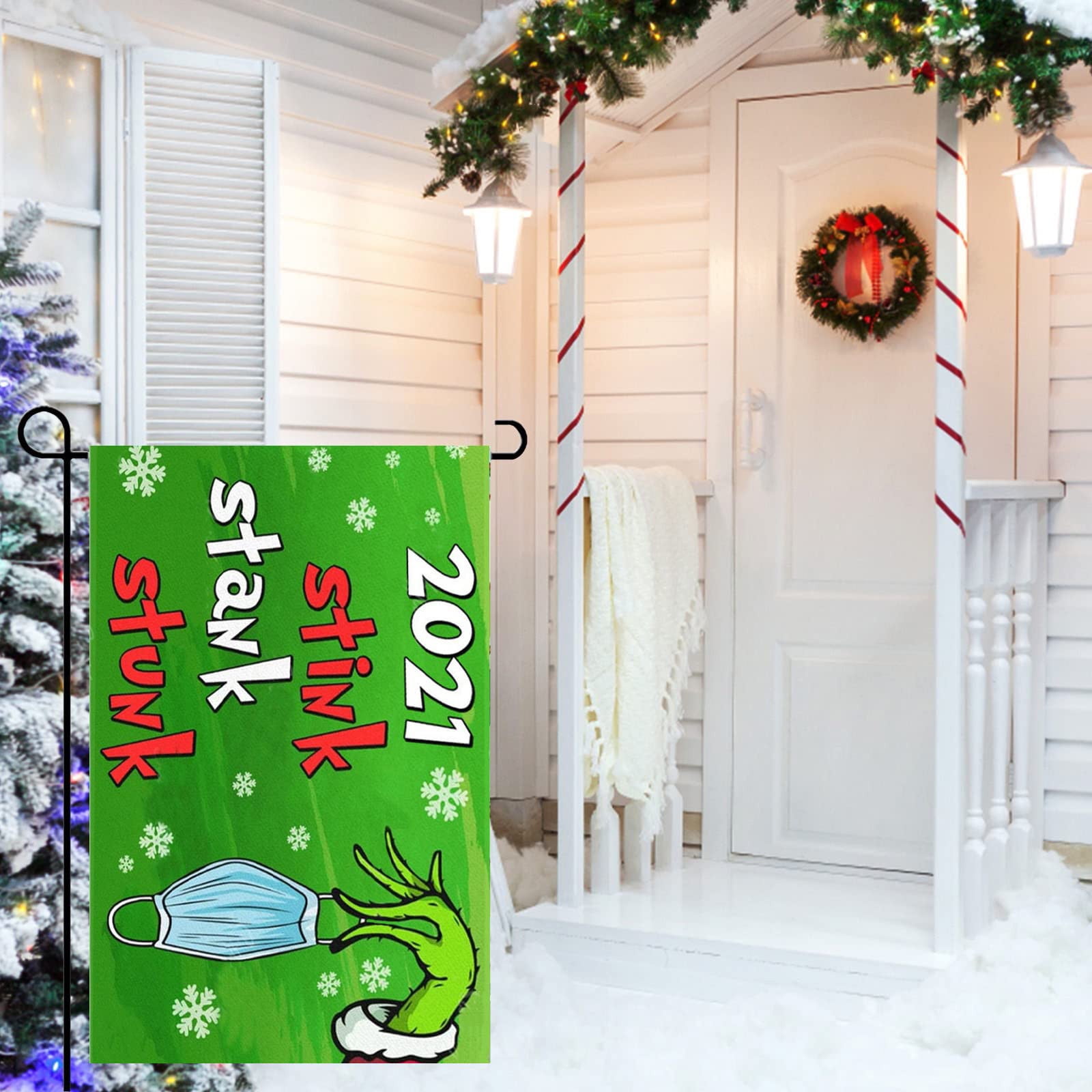 Christmas House Grinch Flag Double Sided Winter Rustic Quote House Yard ...