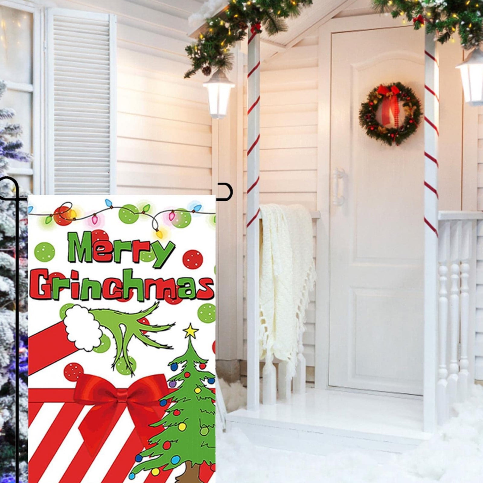 Christmas House Grinch Flag Double Sided Winter Rustic Quote House Yard ...