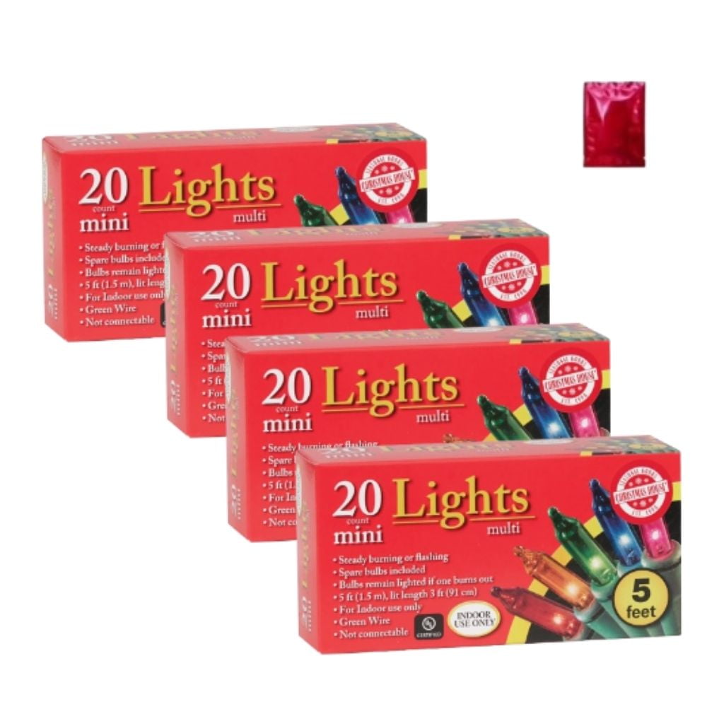 Christmas House Multicolor Mini Lights, 20-Count String Lights 4 Pack ...