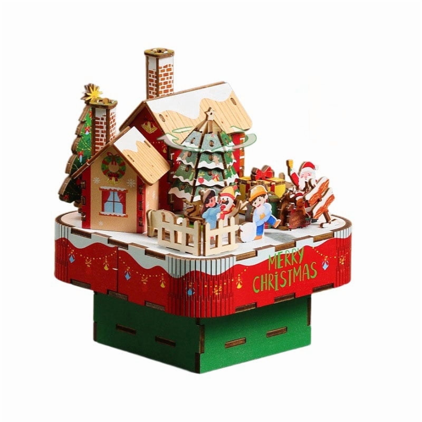 Christmas House Music Box 3D Puzzle Building Model Wood Toy for Adult ...